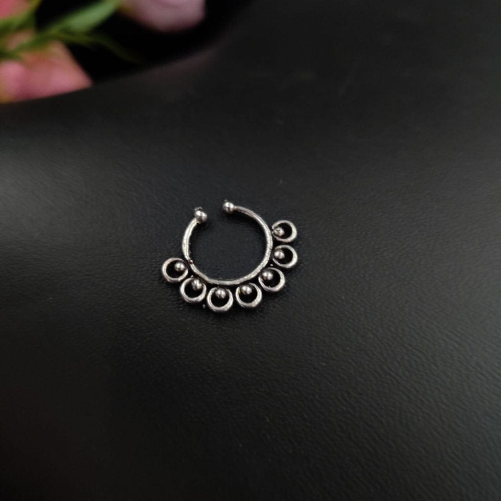 Vintage Look Beautiful Nose Rings In Oxidised Septum Style - D9creation
