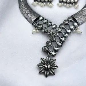 Silver Replica Hasali Necklace Antique Designer Oxidized Jewelry D9creation