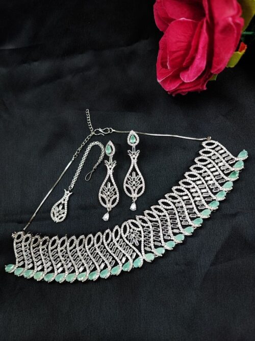 AD Necklace Set Elegant Jewelry For Weddings, Parties & Festive Wear